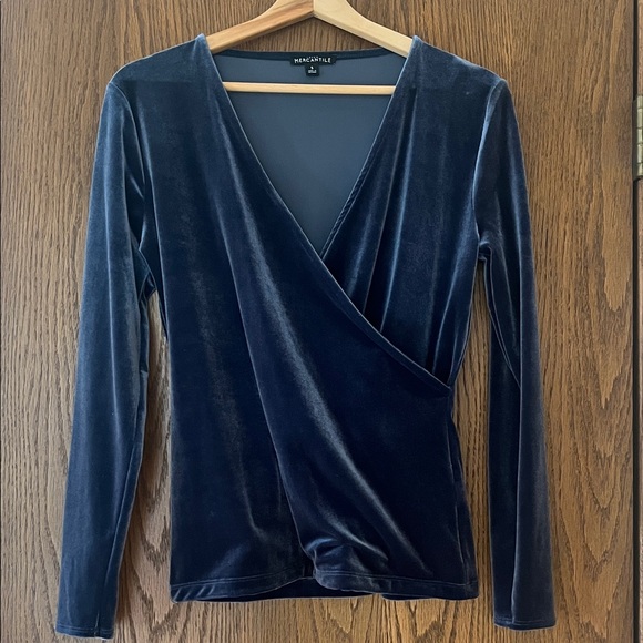 J. Crew | Tops | J Crew Mercantile Navy Velvet Wrap Top | Poshmark